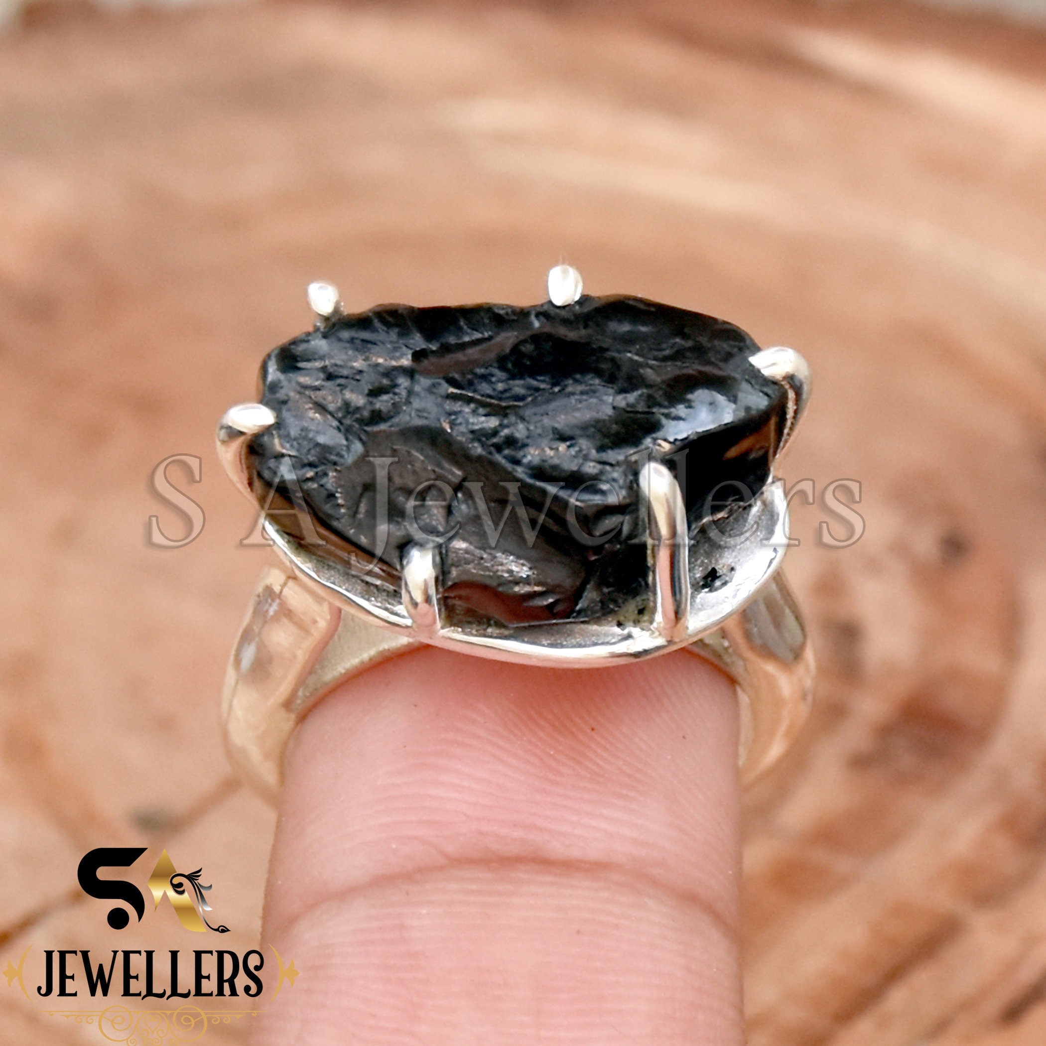 Raw Shungite Ring: 925 Sterling Silver, Uncut Crystal - Etsy
