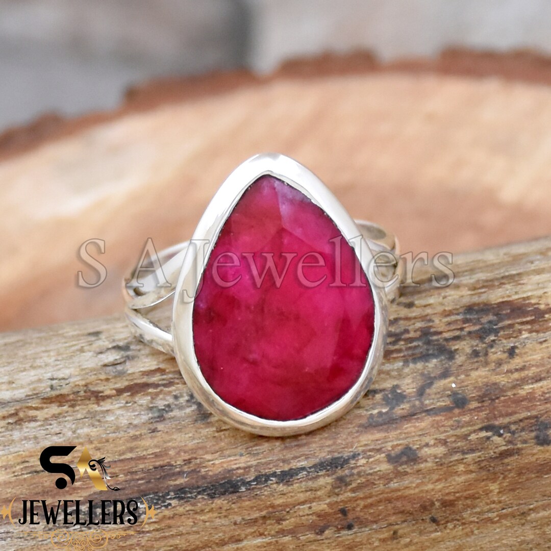 Indian Ruby Ring, 925 Sterling Silver Ring, Handmade Ring, Huge Ruby ...