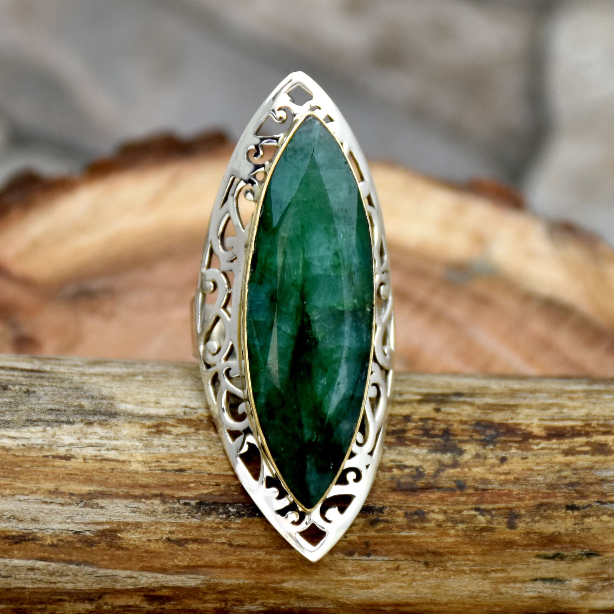 Indian Emerald Ring 925 Sterling silver Handmade Ring | Etsy