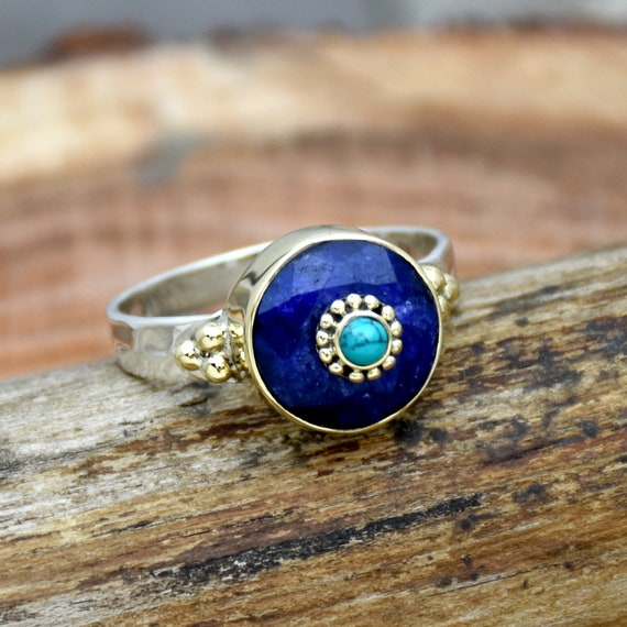 Indian Sapphire Ring 925 Sterling Silver Ring Handmade Ring | Etsy