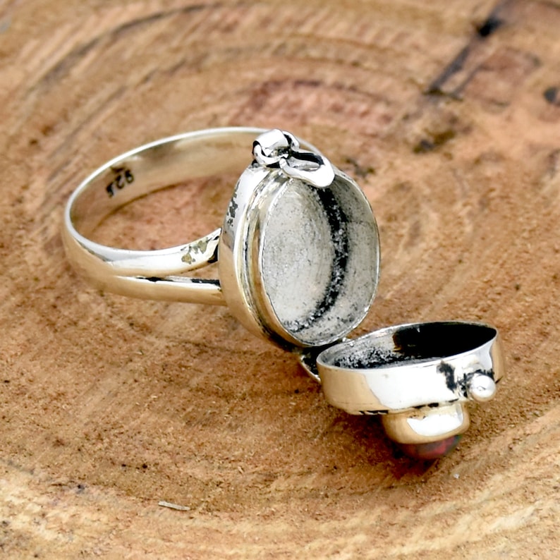 Ethiopian Opal Poison Ring, Handmade Oxidized Sterling Silver Box Ring ...