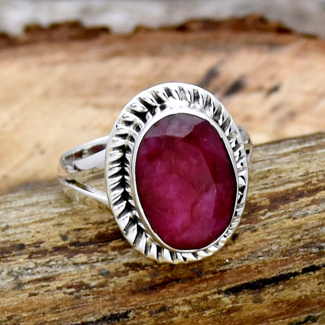 Indian Ruby Ring 925 Sterling Silver Ring Handmade Ring - Etsy