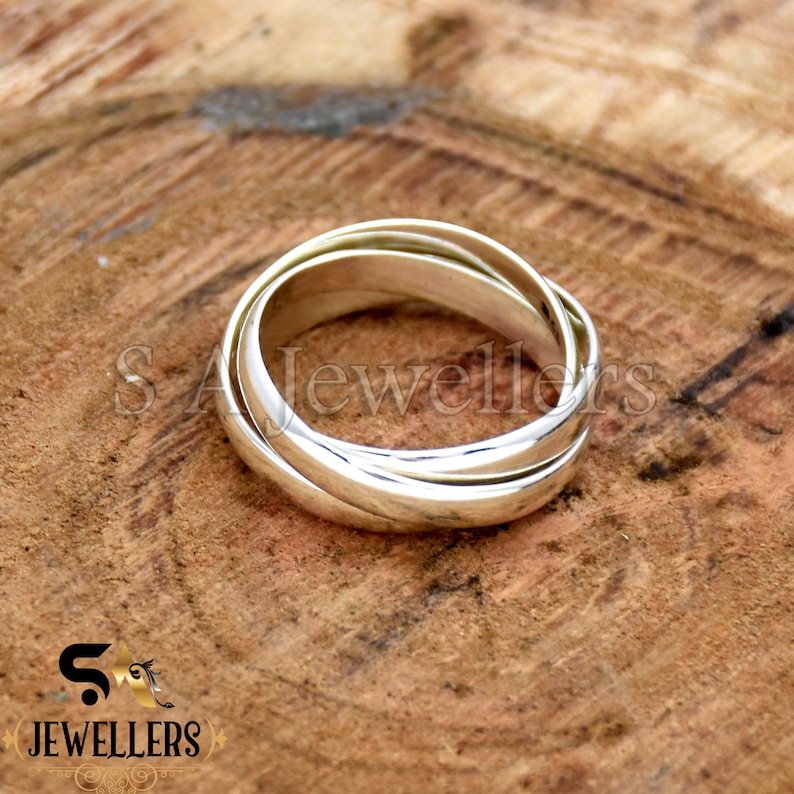 925 Sterling Silver Triple Interlocked Ring Three Rolling - Etsy