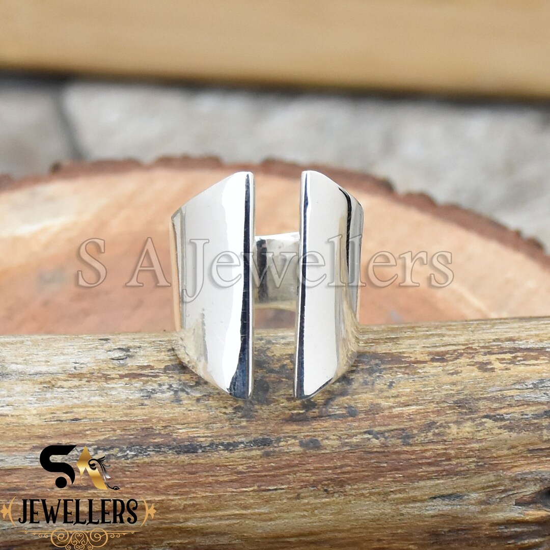 Silver Chunky Band Ring, 925 Sterling Silver Ring, Wide Band Ring ...