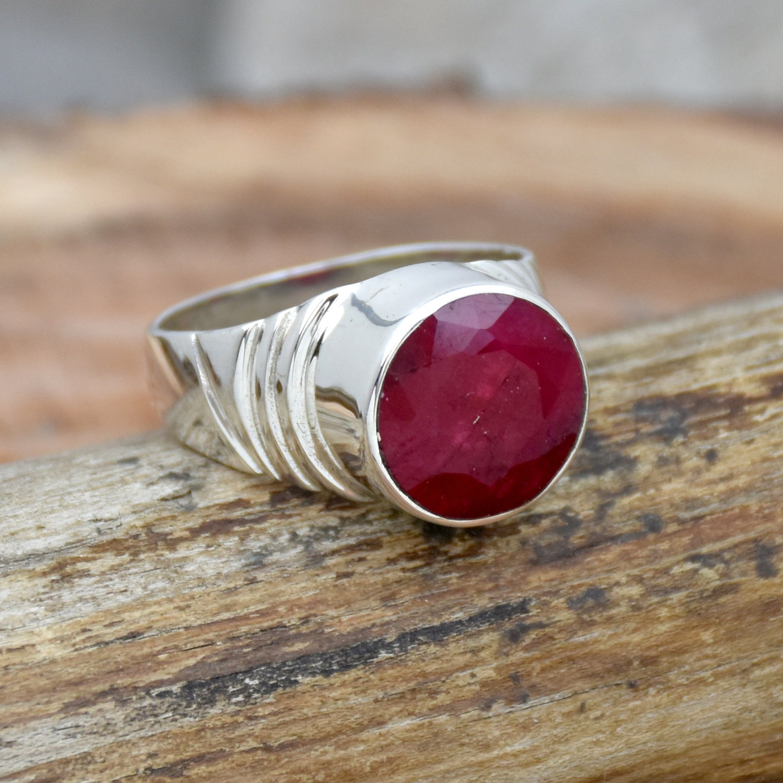Ruby Men's Ring 925 Sterling Silver Ring Handmade Ring - Etsy