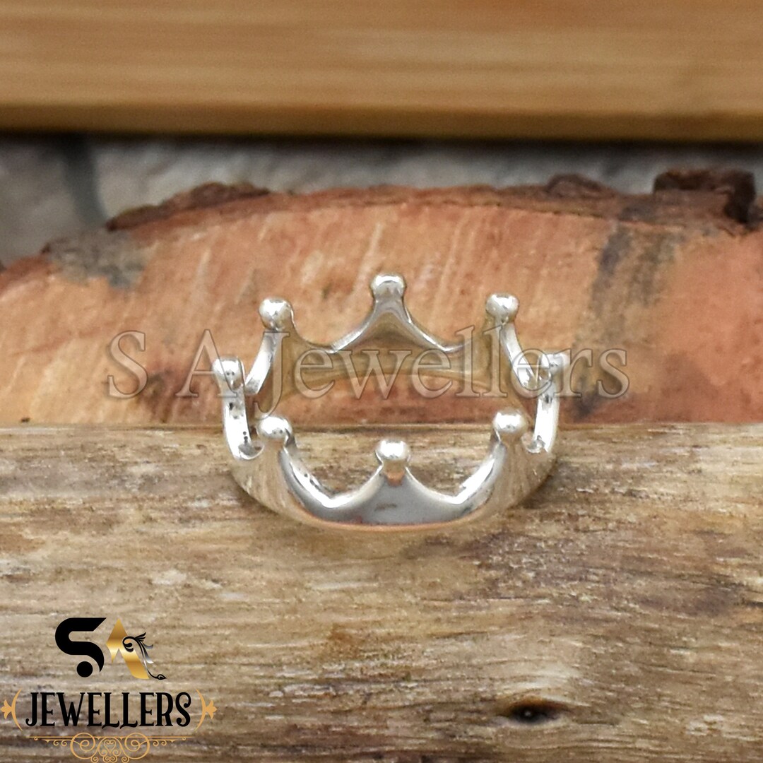 Solid Silver Crown Ring, Princess Ring, 925 Sterling Silver Ring ...