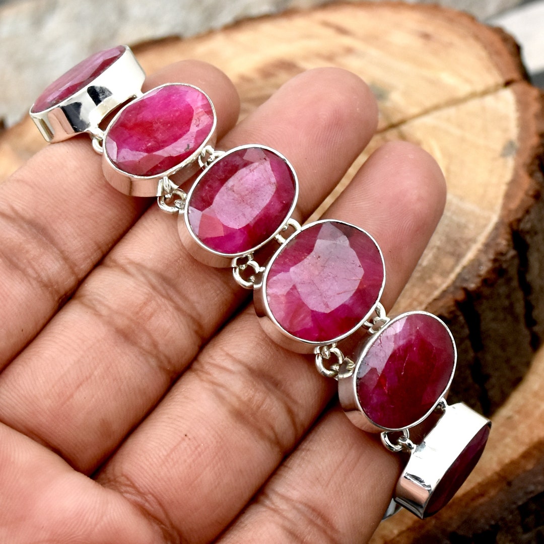 Indian Ruby Bracelet, 925 Sterling Silver, Handmade Bracelet ...