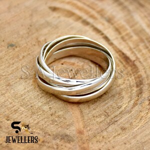 925 Sterling Silver Interlocked Ring, Six Rolling Ring, Multi Band Ring ...