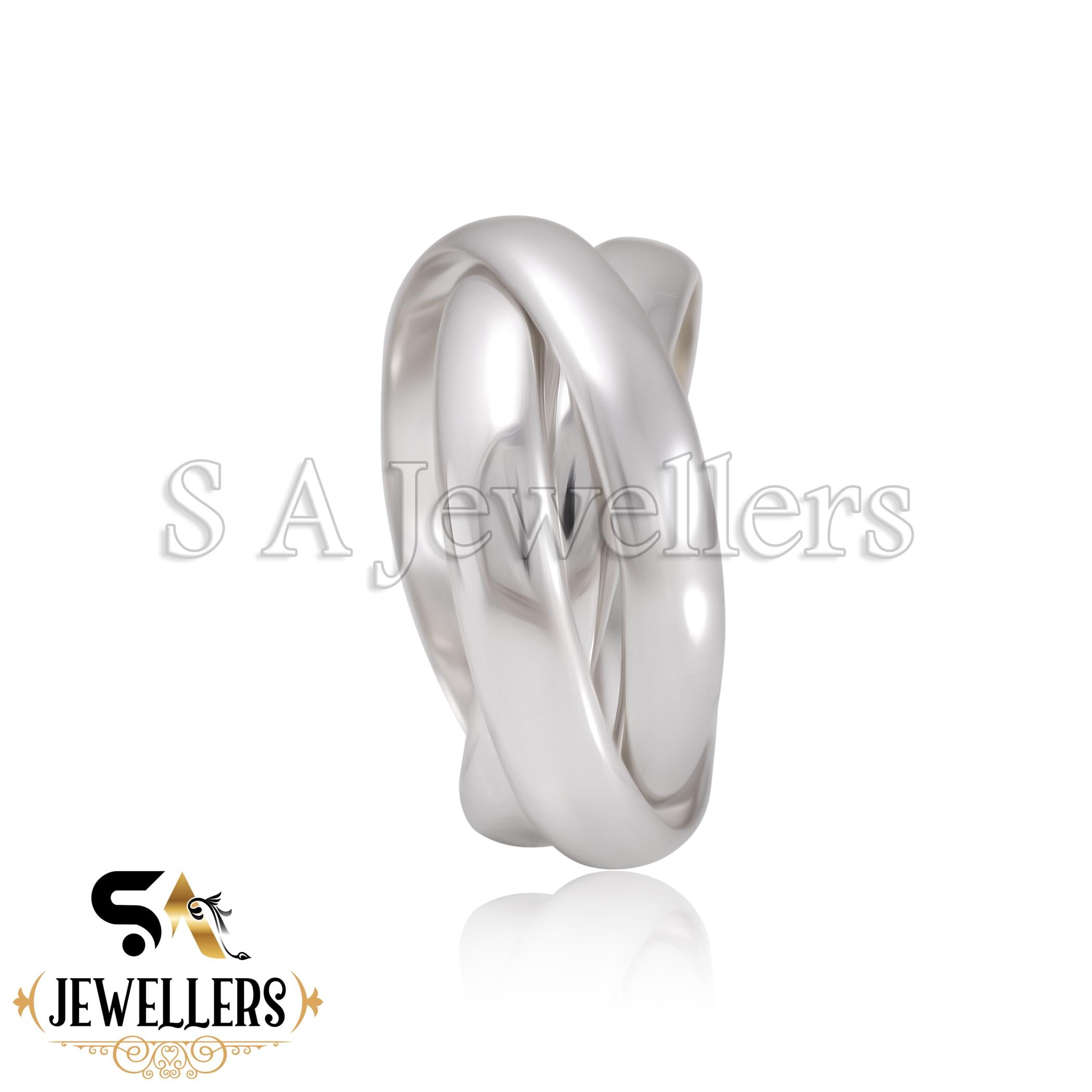 Sterling Silver Triple Rolling Ring: Handmade Interlocked Band - Etsy