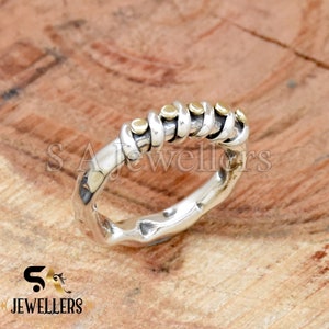 Twisted Band Ring, 925 Sterling Silver Ring, Handmade Ring, Two Tone ...