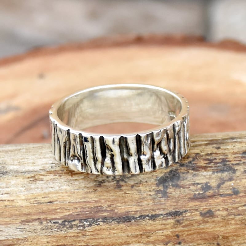 Bark Texture Ring - Etsy