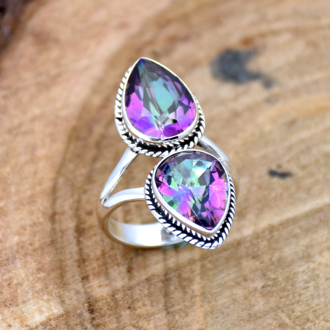 Mystic Topaz Ring 925 Sterling Silver Ring Two Mystic Topaz | Etsy