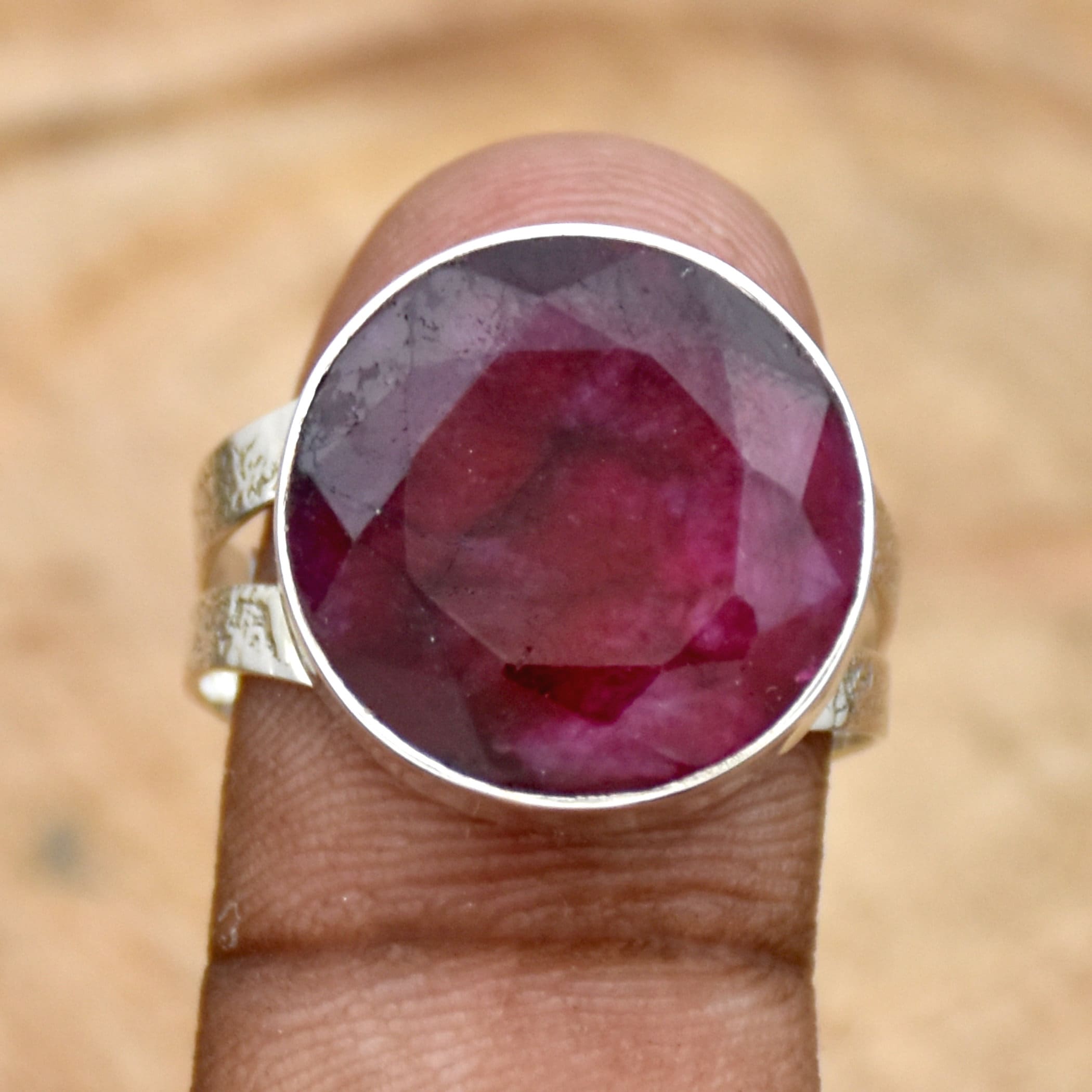 Indian Ruby Ring 925 Sterling Silver Ring Handmade Ring Round - Etsy