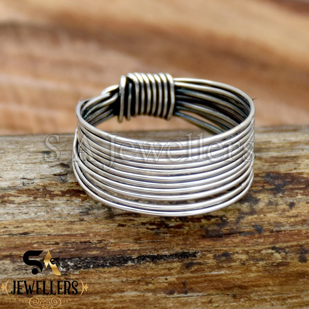 Handmade Wraparound 925 Sterling Silver Ring Bohemian Ring Silver Wire ...