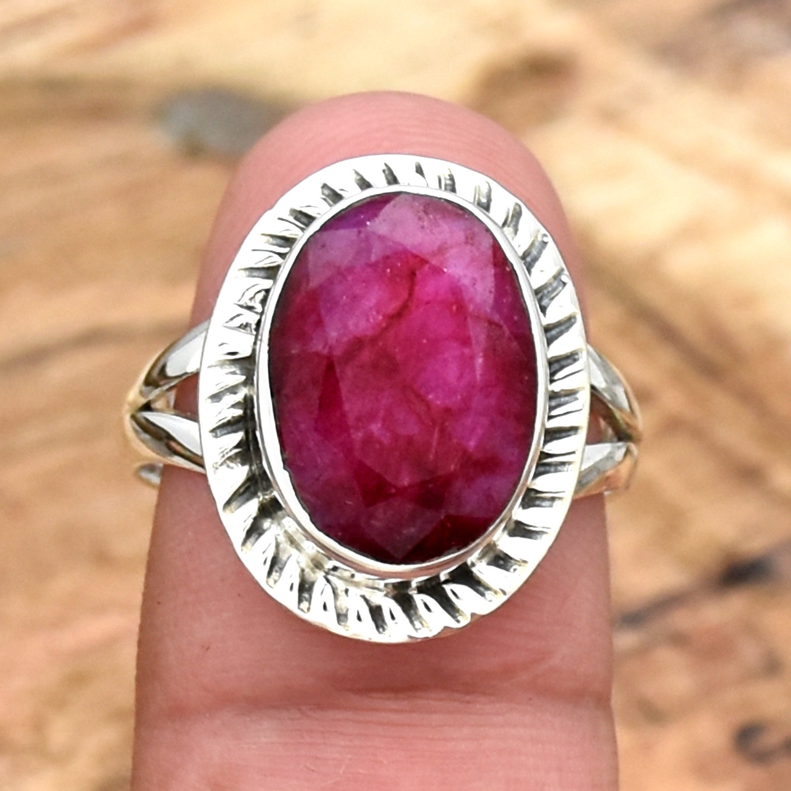 Indian Ruby Ring 925 Sterling Silver Ring Handmade Ring - Etsy