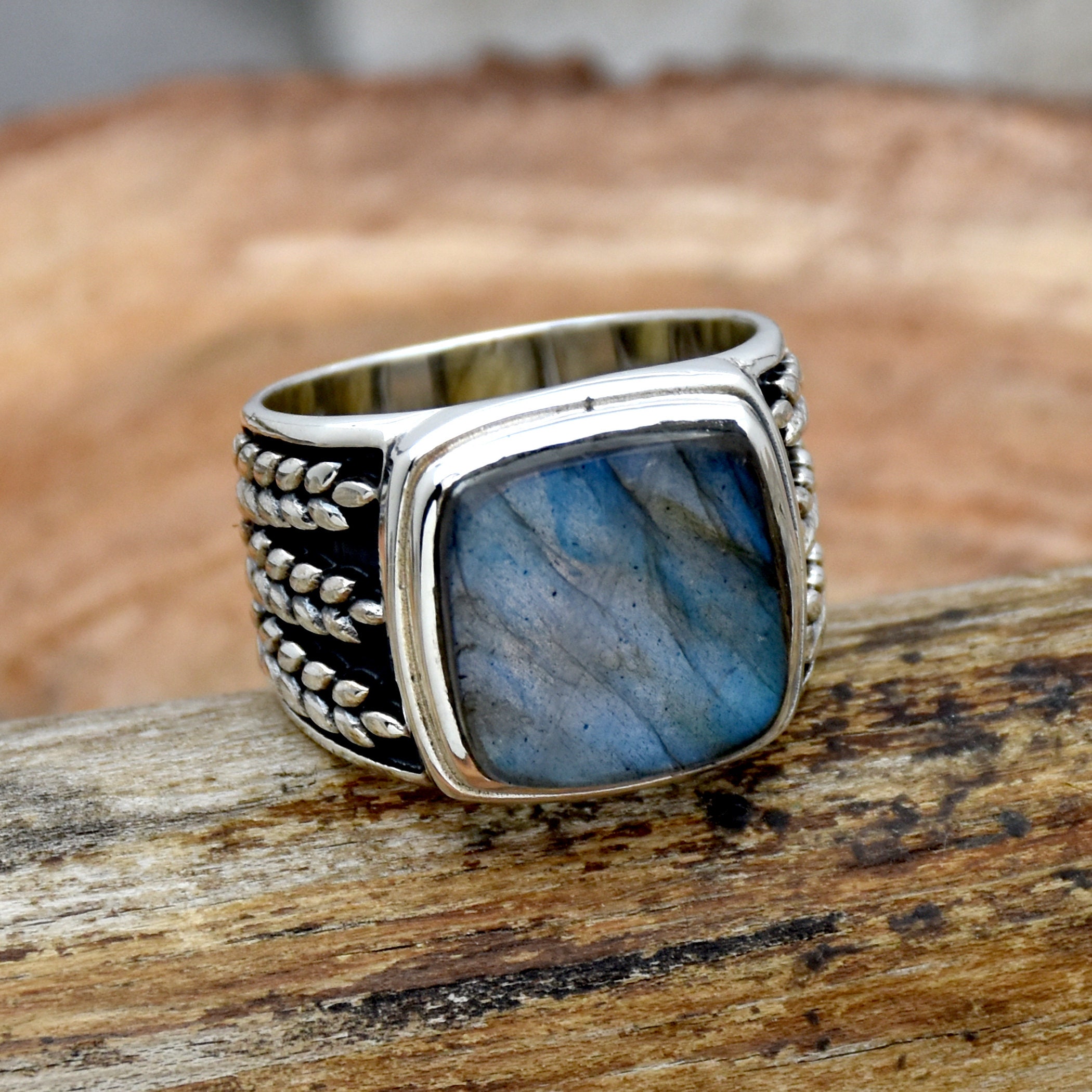 Blue Fire Labradorite Ring 925 Sterling Silver Ring Handmade | Etsy