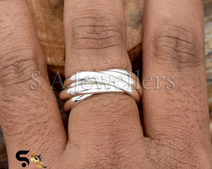 925 Sterling Silver 5 Rolling Ring, Multi Band Rings, Handmade Ring ...