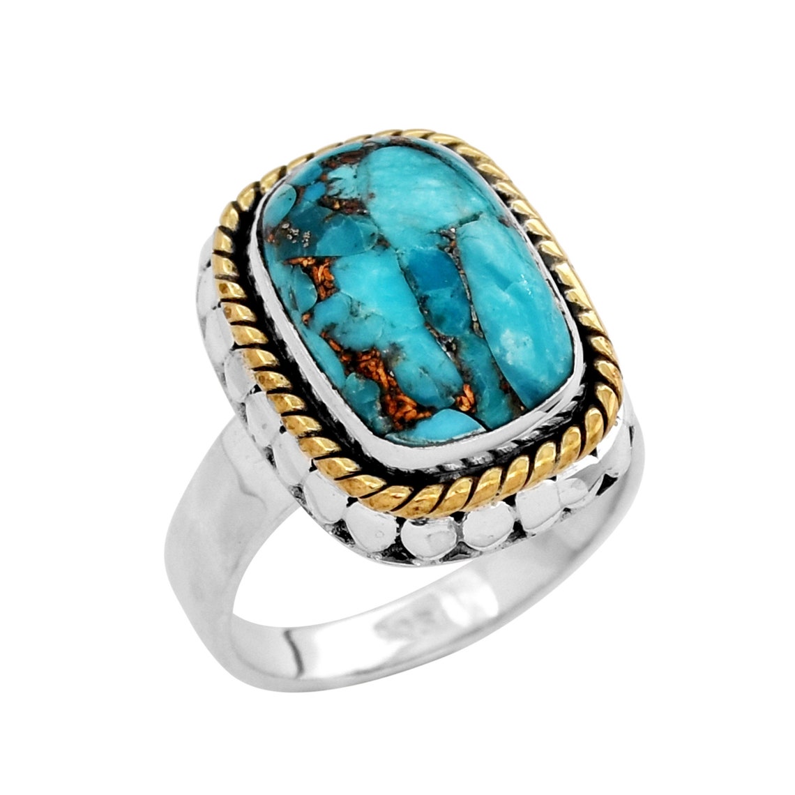 Blue Copper Turquoise Ring Turquoise Sterling Silver Ring | Etsy