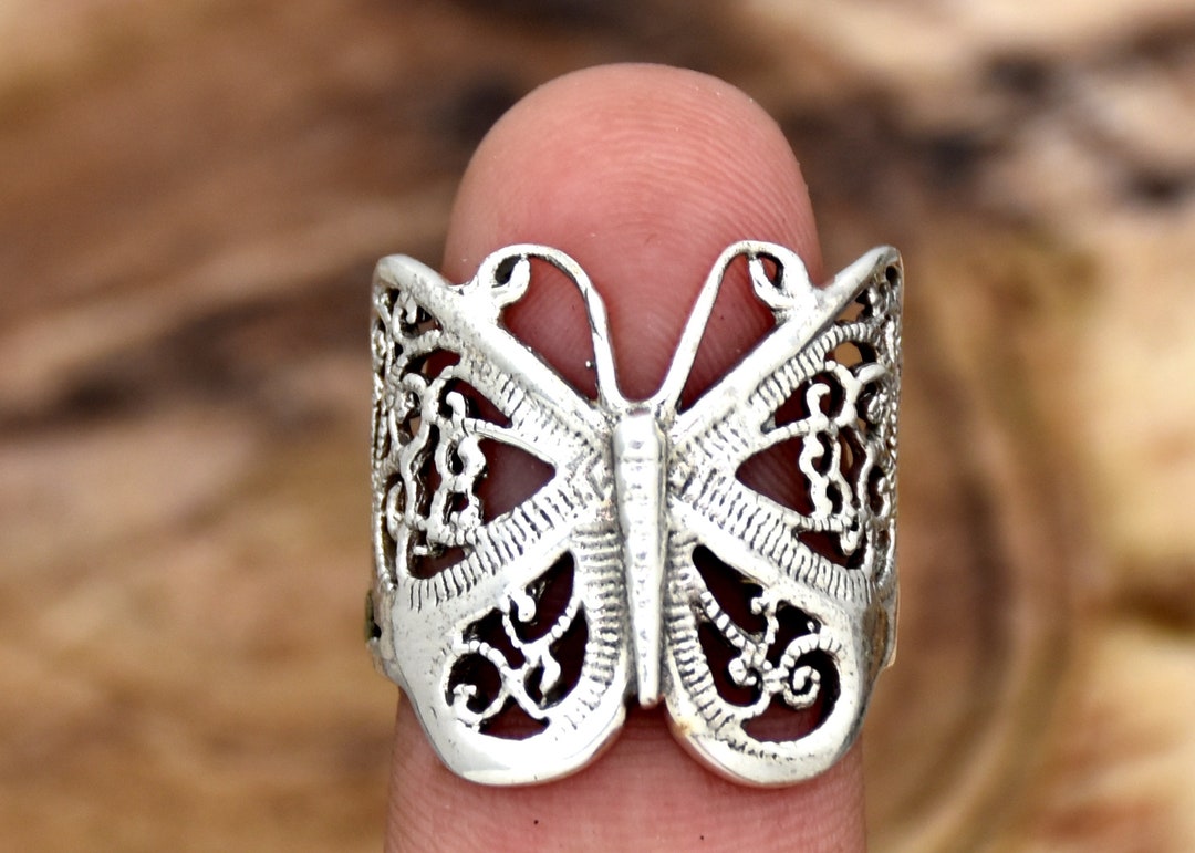 Butterfly Ring Filigree Butterfly Ring Large Butterfly Ring 925 ...