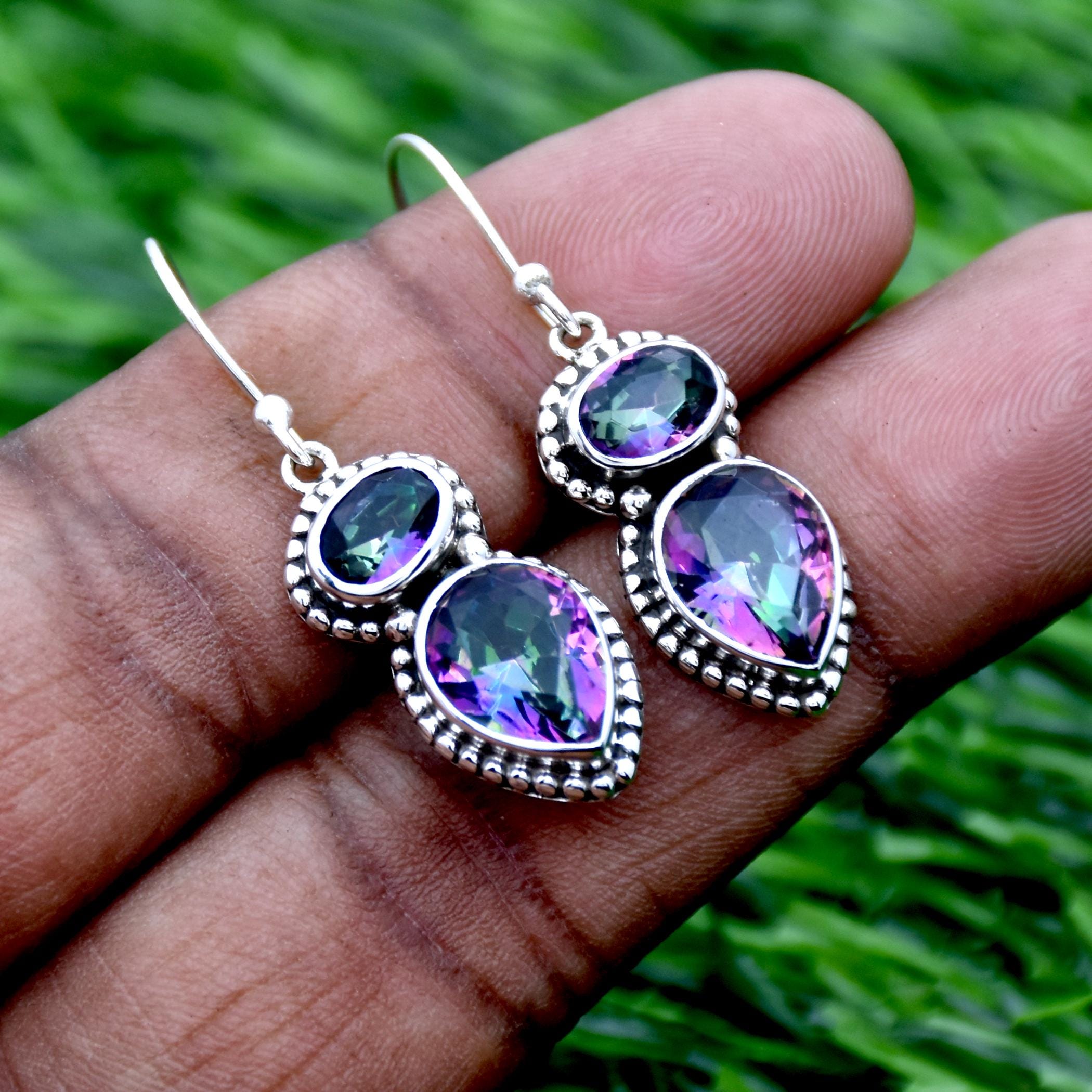 Mystic Topaz Jewelry Set: Sterling Silver Ring, Pendant & Earrings - Etsy
