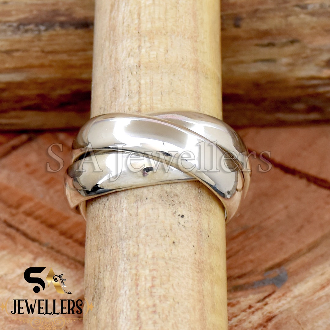 Three Band Rolling Ring, 925 Sterling Silver, Triple Interlocked Ring ...