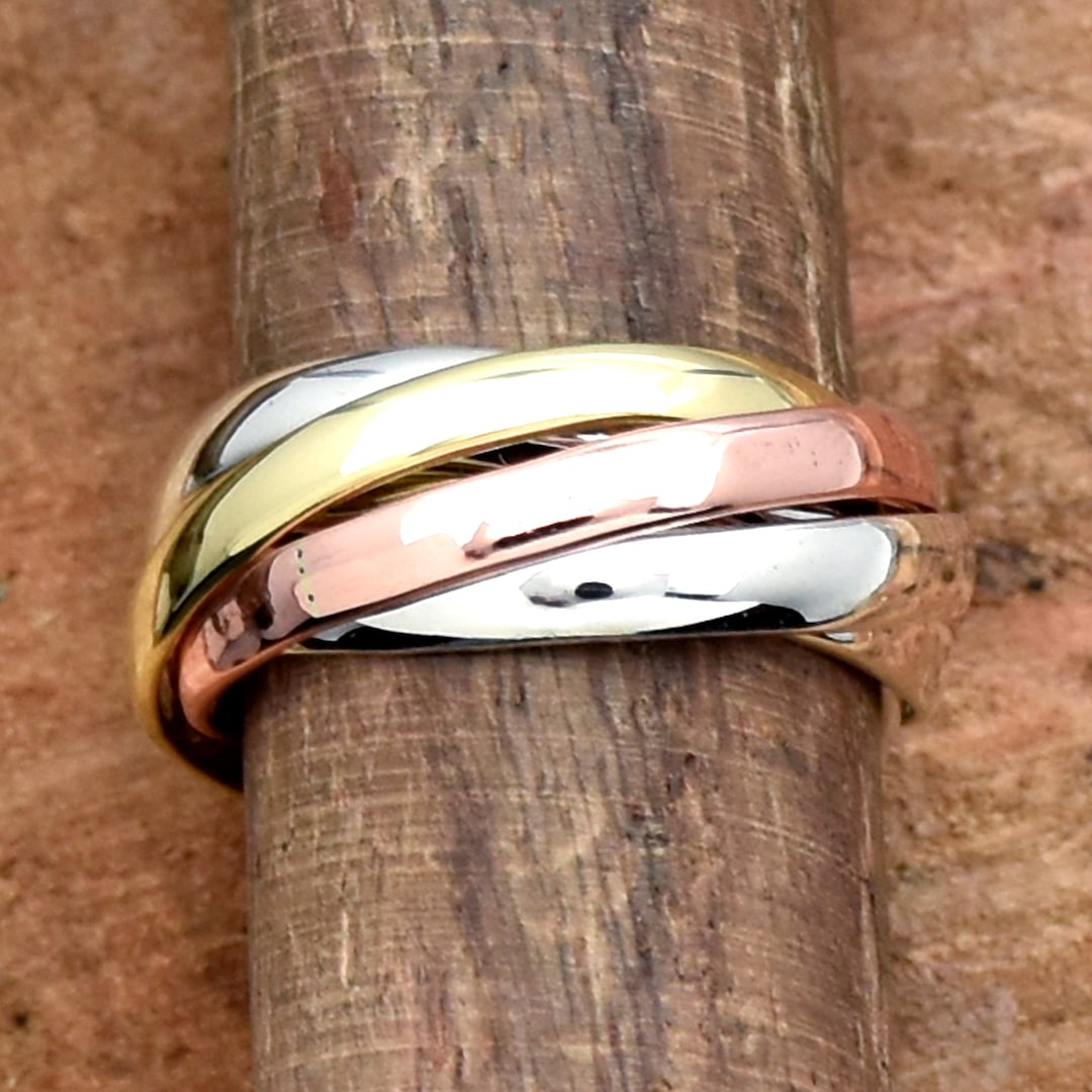Handmade Sterling Silver Rolling Ring: Multi Band Interlocked Statement ...
