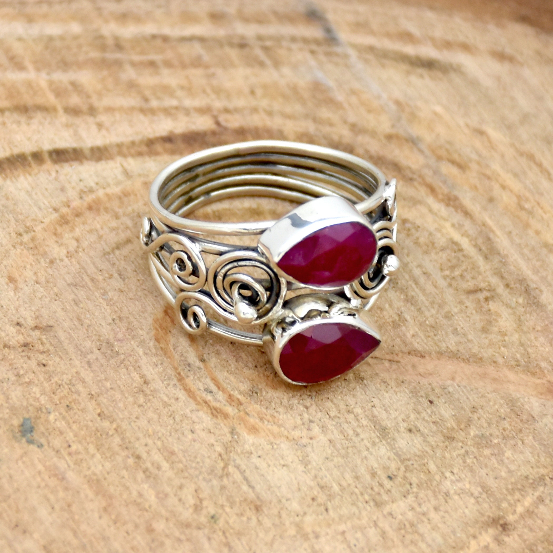 Indian Ruby Ring 925 Sterling Silver Ring Handmade Ring | Etsy