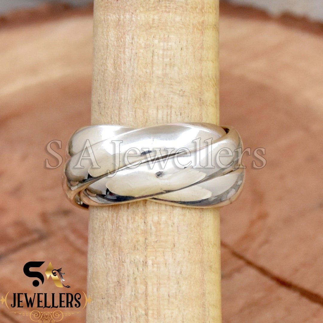 925 Sterling Silver Rolling Ring: Handmade Interlocked Band - Etsy