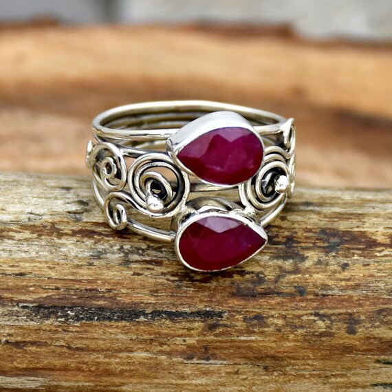 Indian Ruby Ring 925 Sterling Silver Ring Handmade Ring | Etsy