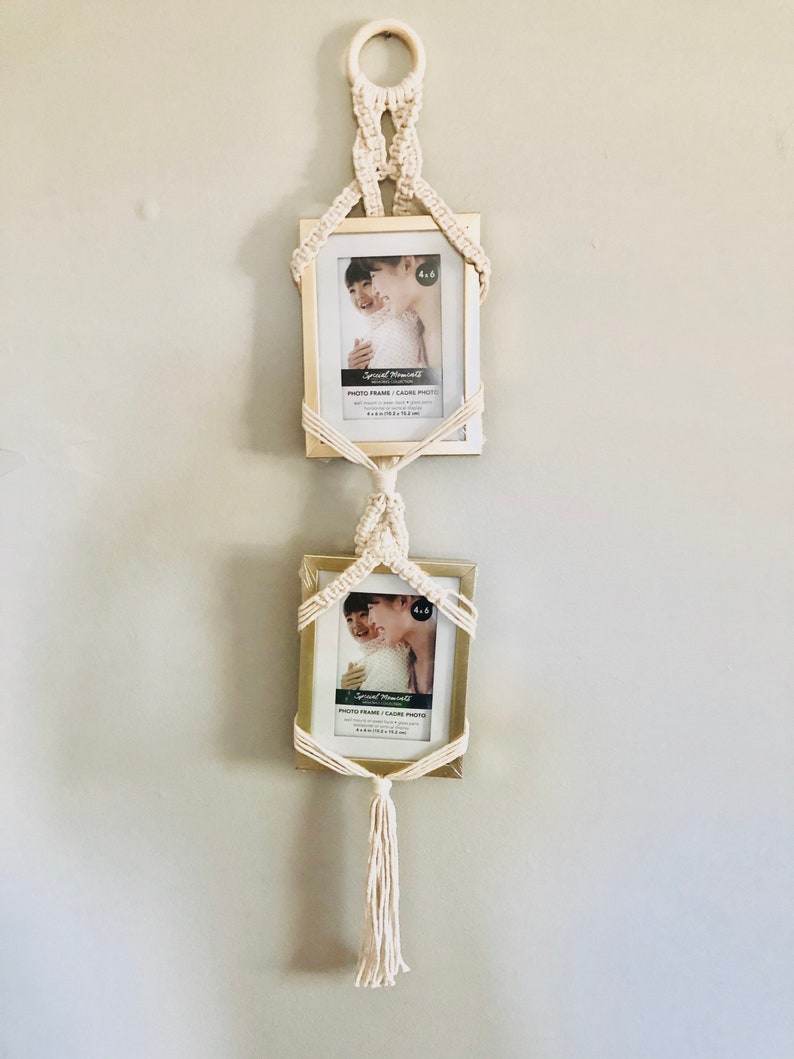Double Long Macrame Hanging Picture Frames // Boho Decor // - Etsy