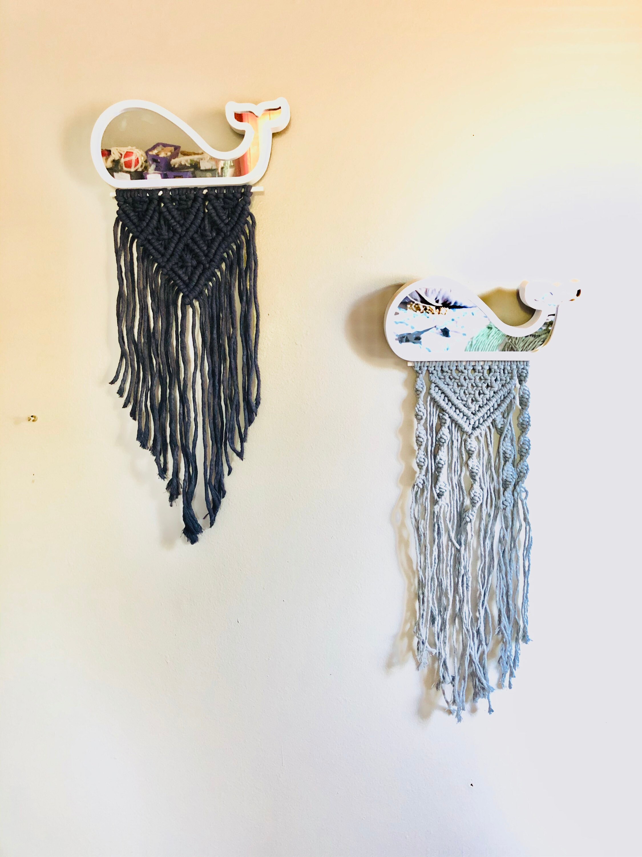 Macrame Mirror Wallhangings // Dinosaurio // Ballena // Nube | Etsy