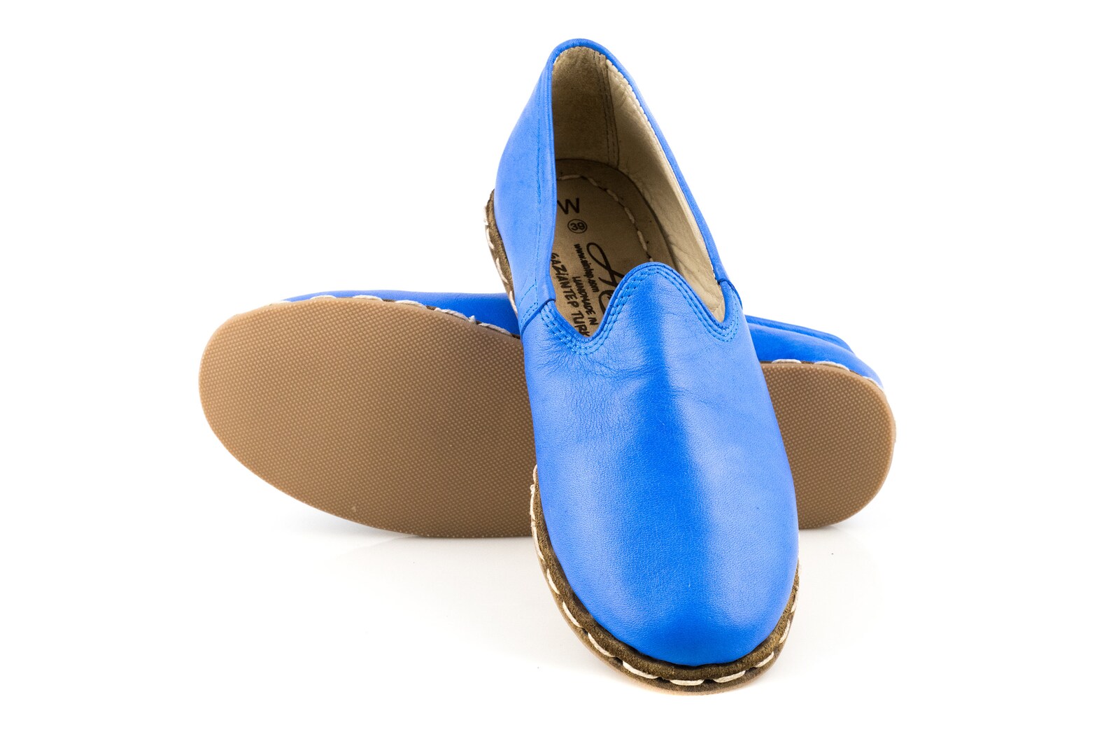 Turkish Genuine Blue Leather Handmade Men SPORT Yemeni Shoes Natural ...
