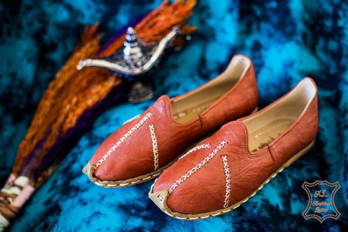 Turkish Genuine Leather Handmade Men Aladdin Yemeni Shoes | Etsy