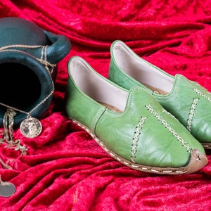 Turkish Genuine Leather Handmade Women Aladdin Yemeni Shoes, Natural ...