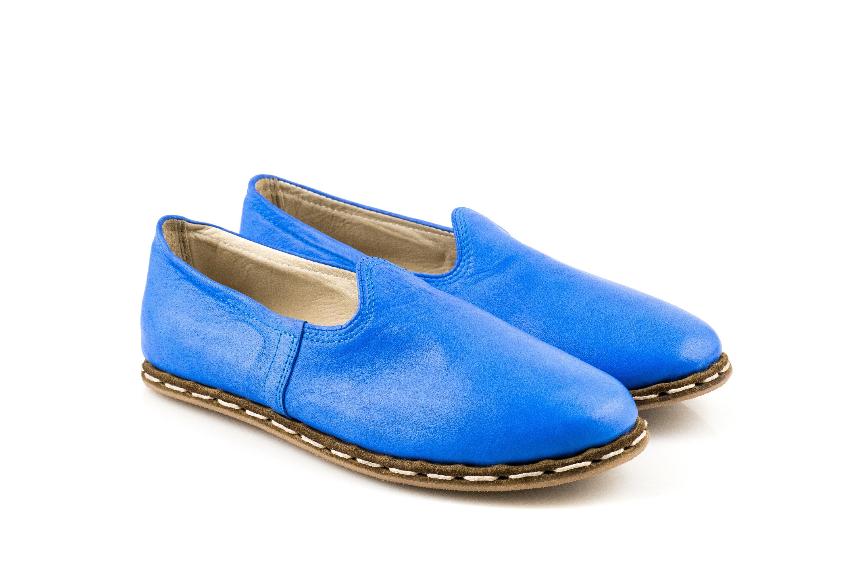 Turkish Genuine Blue Leather Handmade Men SPORT Yemeni Shoes - Etsy