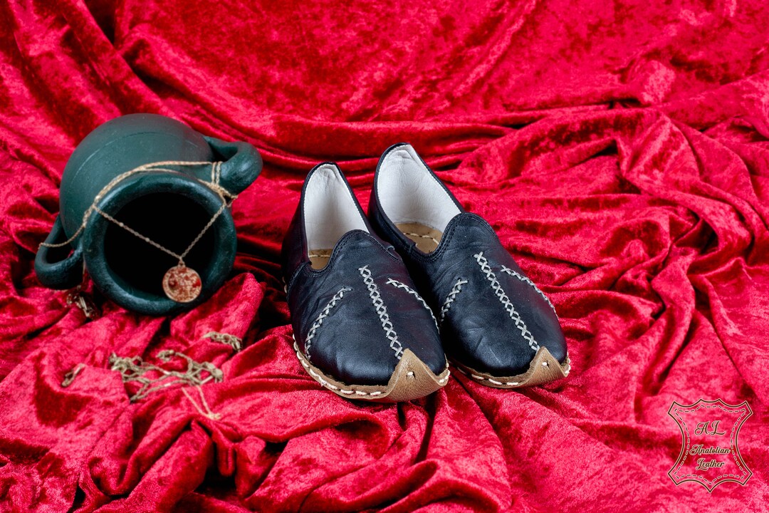 Turkish Genuine Leather Handmade Women Aladdin Yemeni Shoes, Natural ...