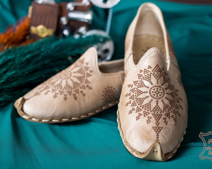 Turkish Genuine Leather Handmade Women Yemeni Shoes Natural | Etsy