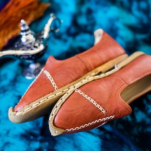 Turkish Genuine Leather Handmade Men Aladdin Yemeni Shoes, Natural ...