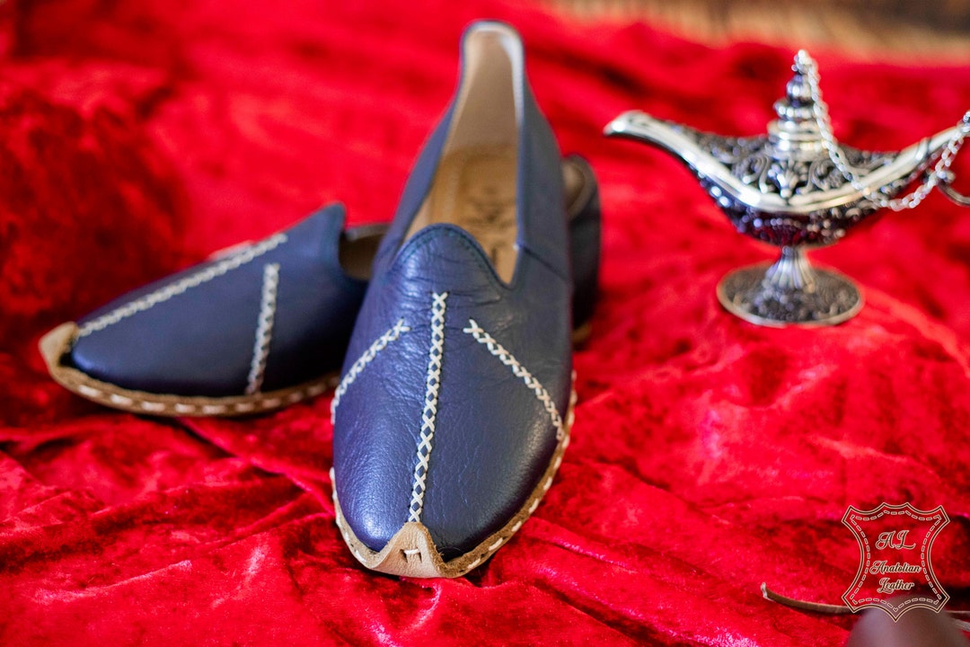 Turkish Genuine Leather Handmade Men Aladdin Yemeni Shoes, Natural ...