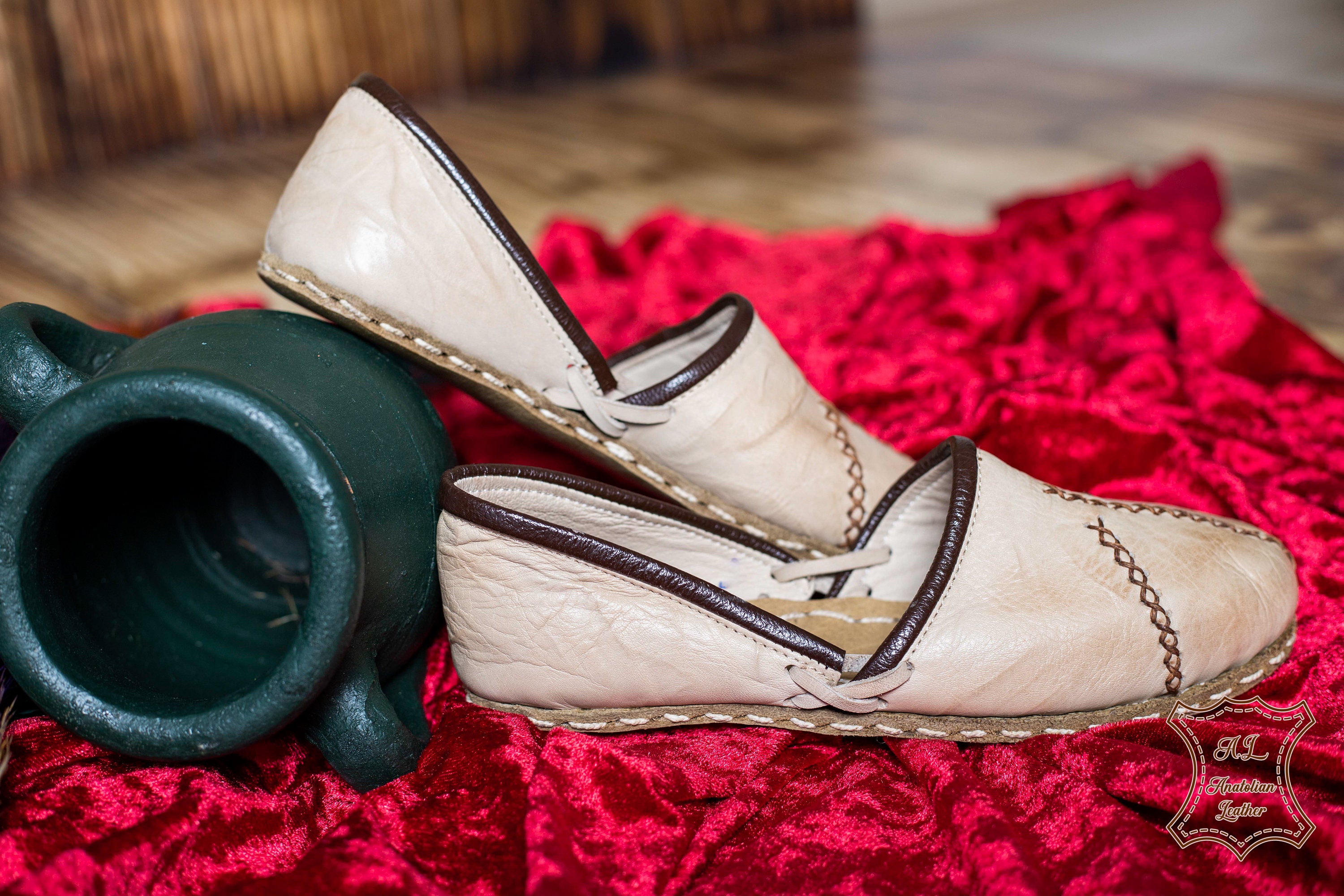 Turkish Genuine Leather Handmade Women Yemeni Shoes Natural | Etsy