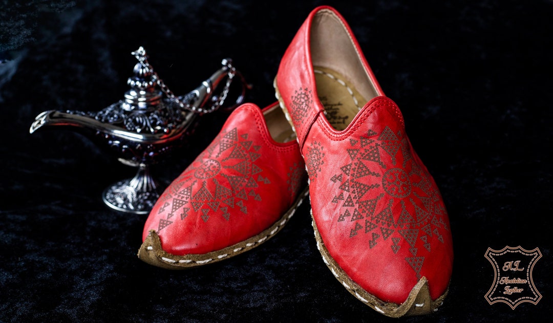 Turkish Genuine Leather Handmade Women Yemeni Shoes, Natural, Colorful ...