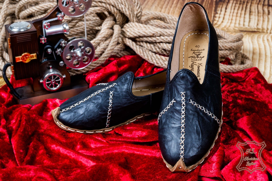 Turkish Genuine Leather Handmade Men Aladdin Yemeni Shoes | Etsy