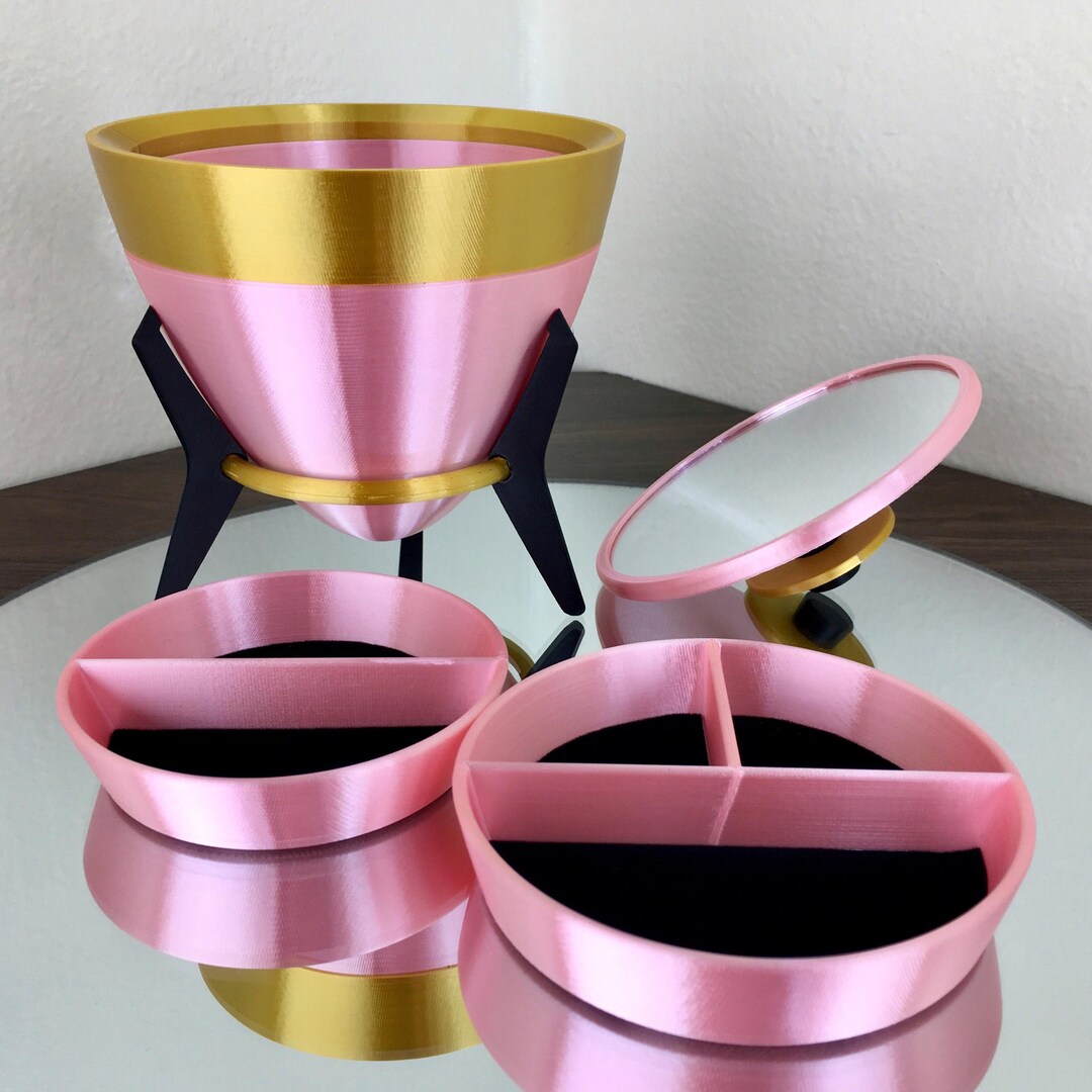 Bullet Jewelry Box Mid-century Modern Atomic Age Art Deco Vanity Mirror ...