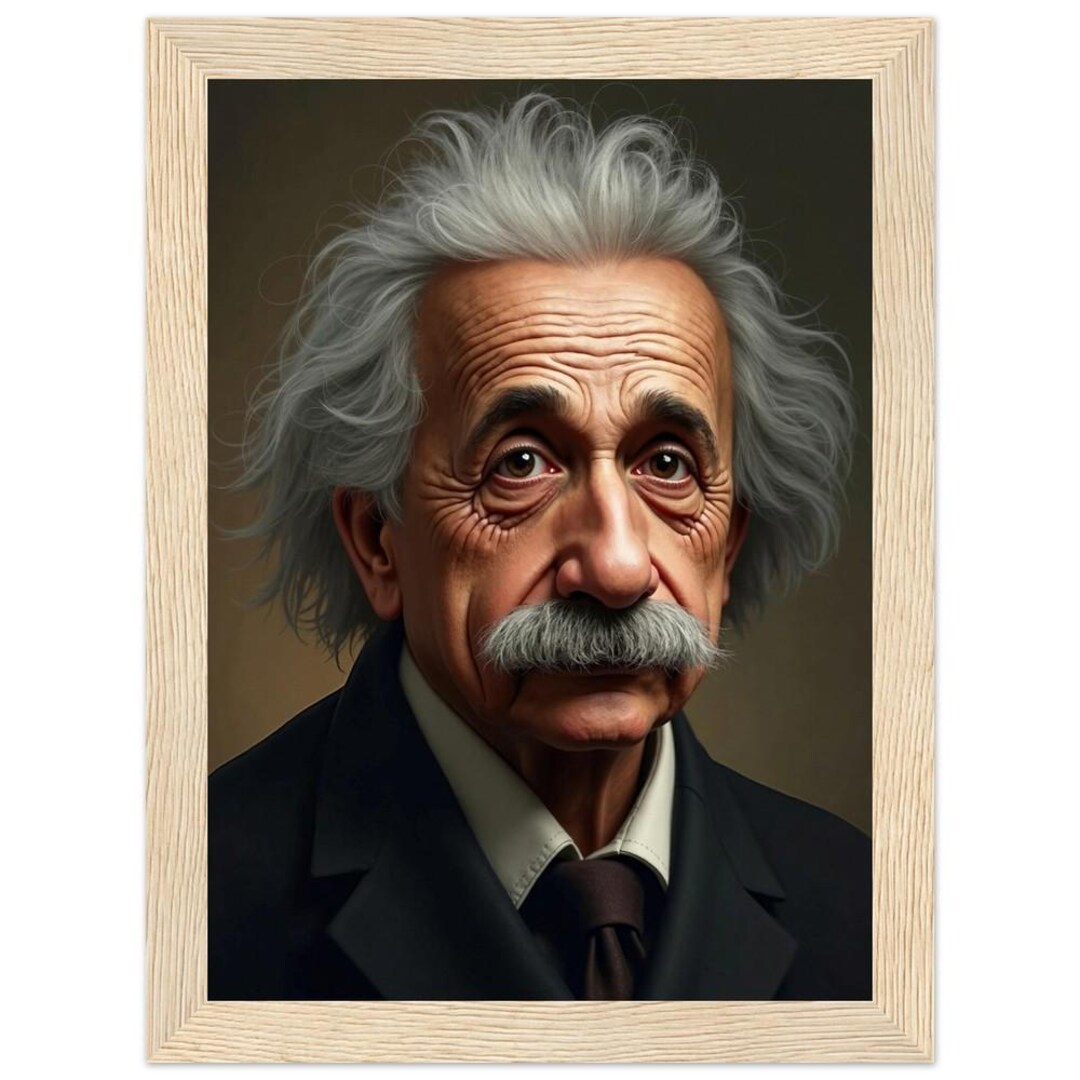 Albert Einstein Portrait Premium Matte Paper Poster in Wooden Frame ...