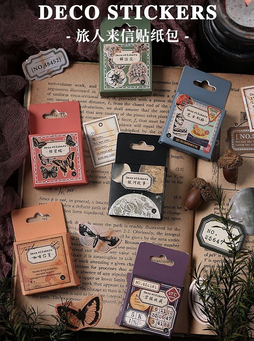 Deco Boxed Stickers 46 Pcs for Scrapbooking Supplies Adhesive Planner ...