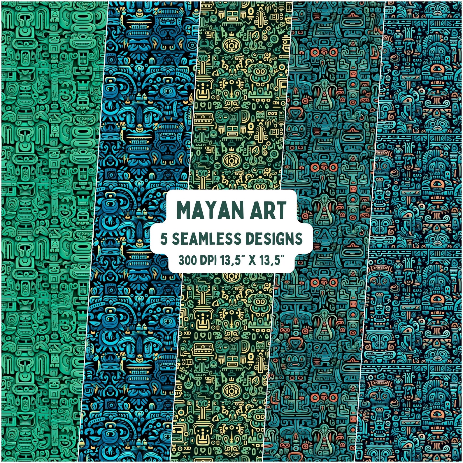 Mayan Art Seamless Pattern Bundle, American Digital Paper Mayan Design ...