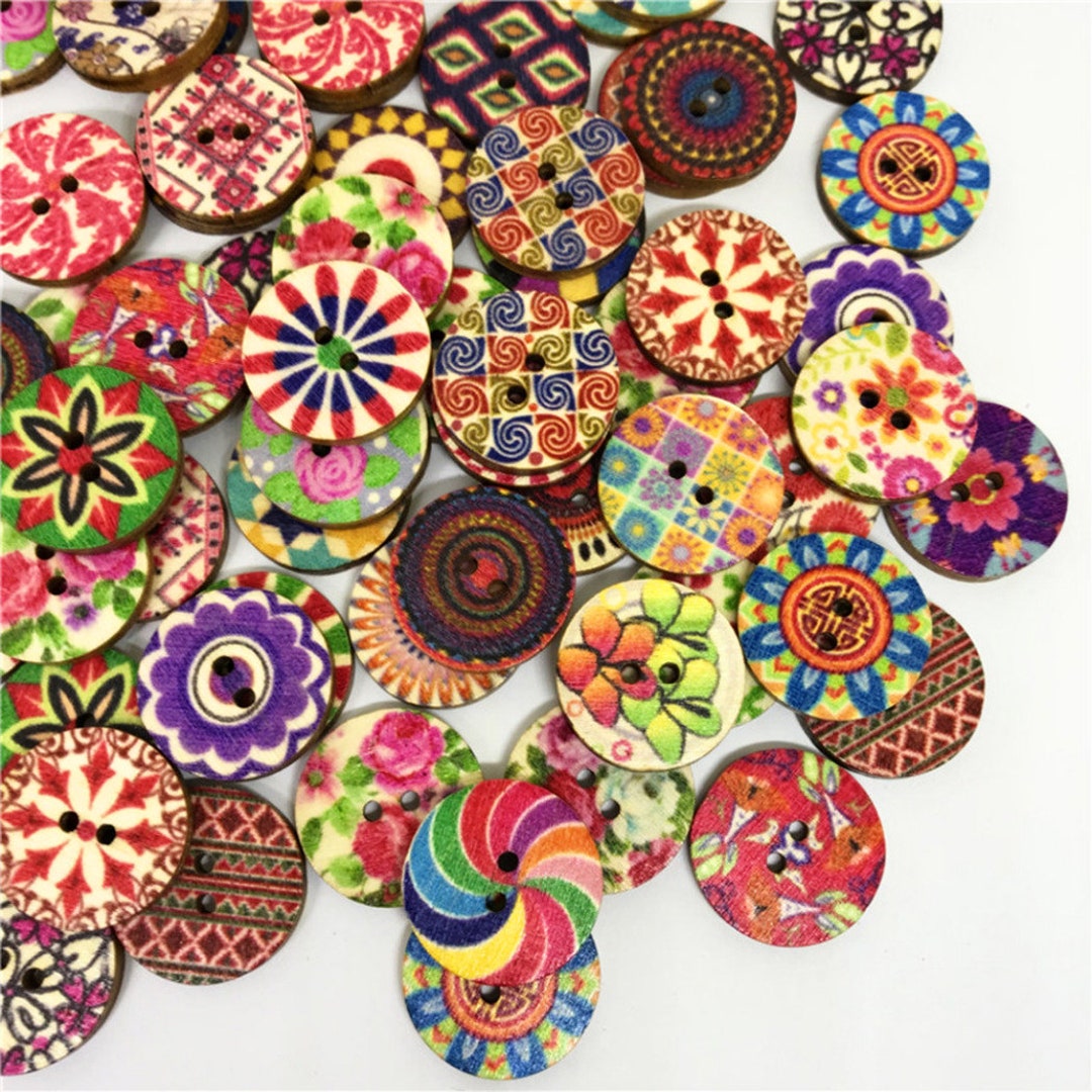 Wooden Buttons Pack Decorative Fresh Colourful Buttons Design Great for ...