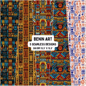 African Art Benin Seamless Pattern Bundle, Digital Paper Design ...