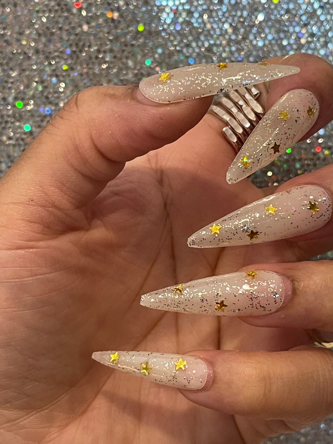 Golden Star Press on Nails - Etsy