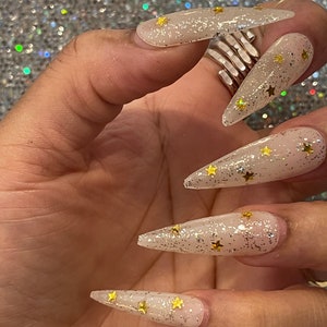 Golden Star Press on Nails - Etsy